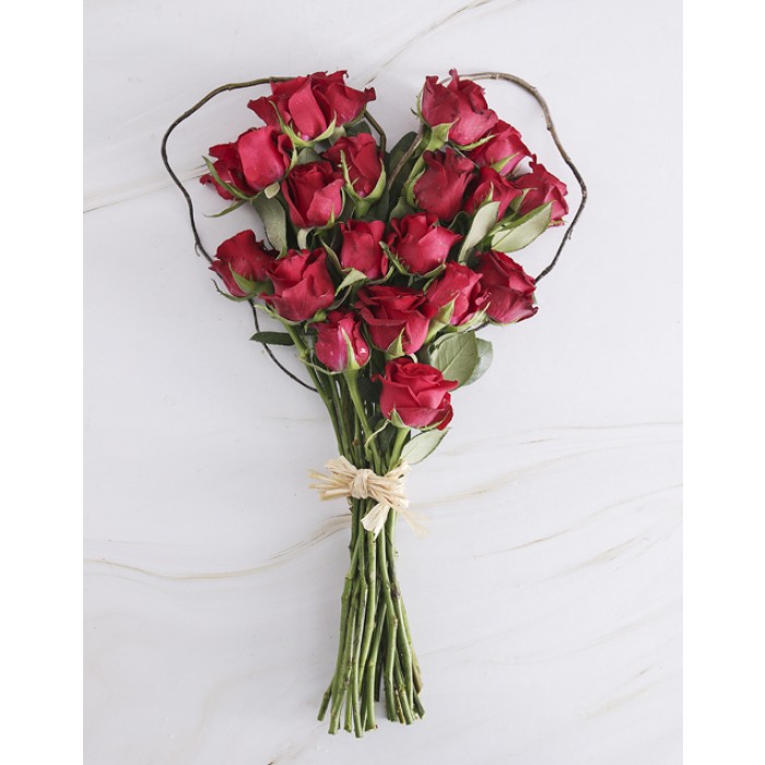 Red Roses & Willow Heart Valentine's Day Bouquet | inMotion Flowers